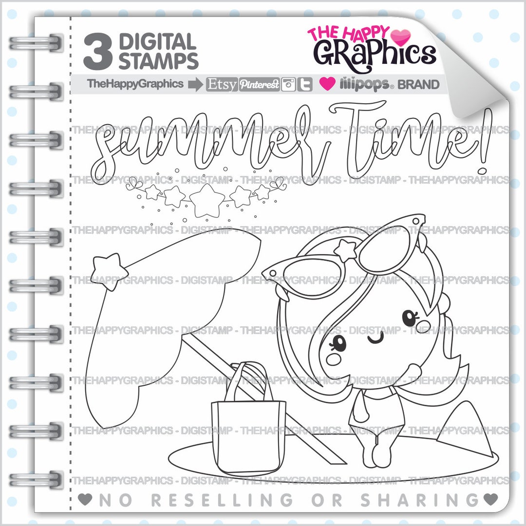 Summer Stamp, Commercial Use, Digi Stamp, Digital Image, Summer ...