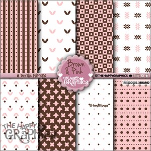 Brown and Pink Digital Paper COMMERCIAL USE Cute Pattern - Etsy