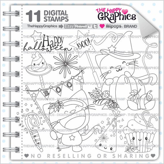 Halloween Stamp, Commercial Use, Digi Stamp, Digital Image, Halloween ...