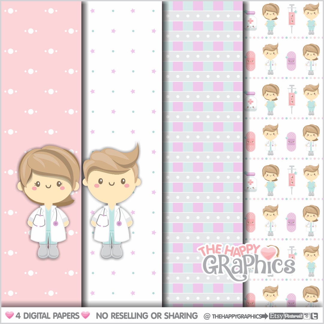 Doctor Digital Paper, COMMERCIAL USE, Doctor Pattern, Printable Paper ...