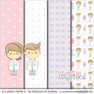 Doctor Digital Paper, COMMERCIAL USE, Doctor Pattern, Printable Paper ...