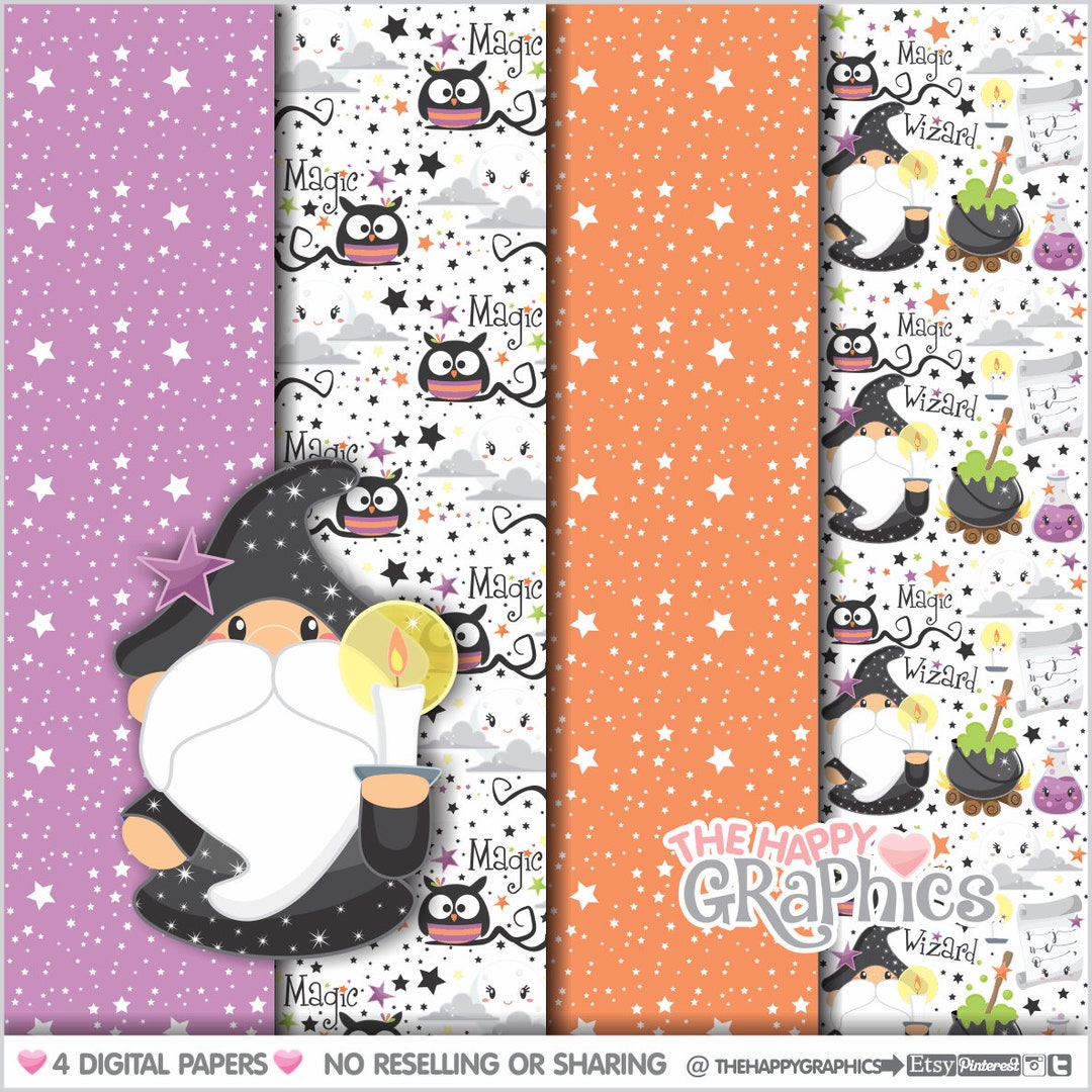Halloween, Digital Paper, Halloween Pattern, Wizard, Digital Pattern ...