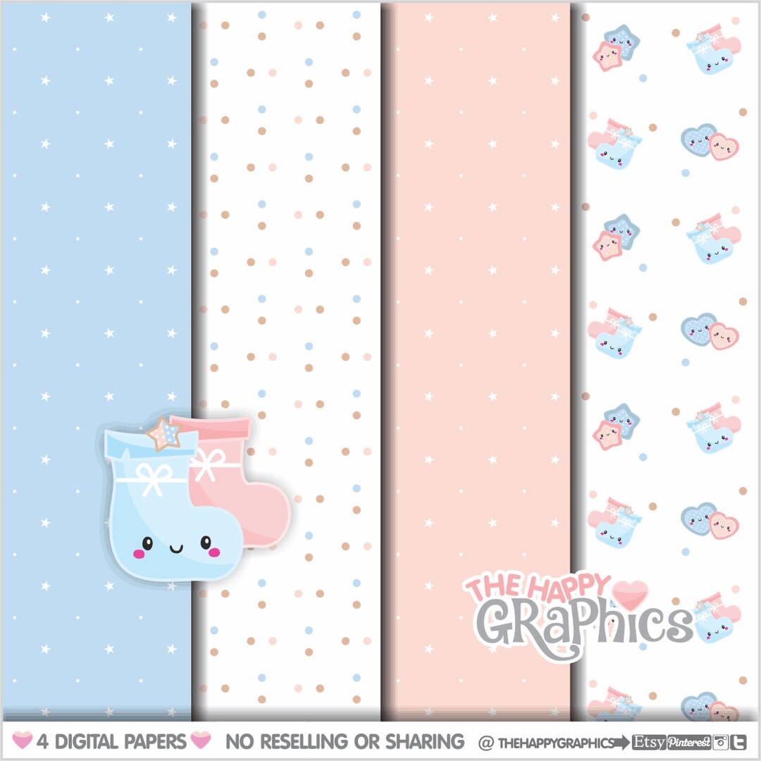 Baby Gender Reveal, Digital Paper, Baby Pattern, Printable Paper, Baby ...
