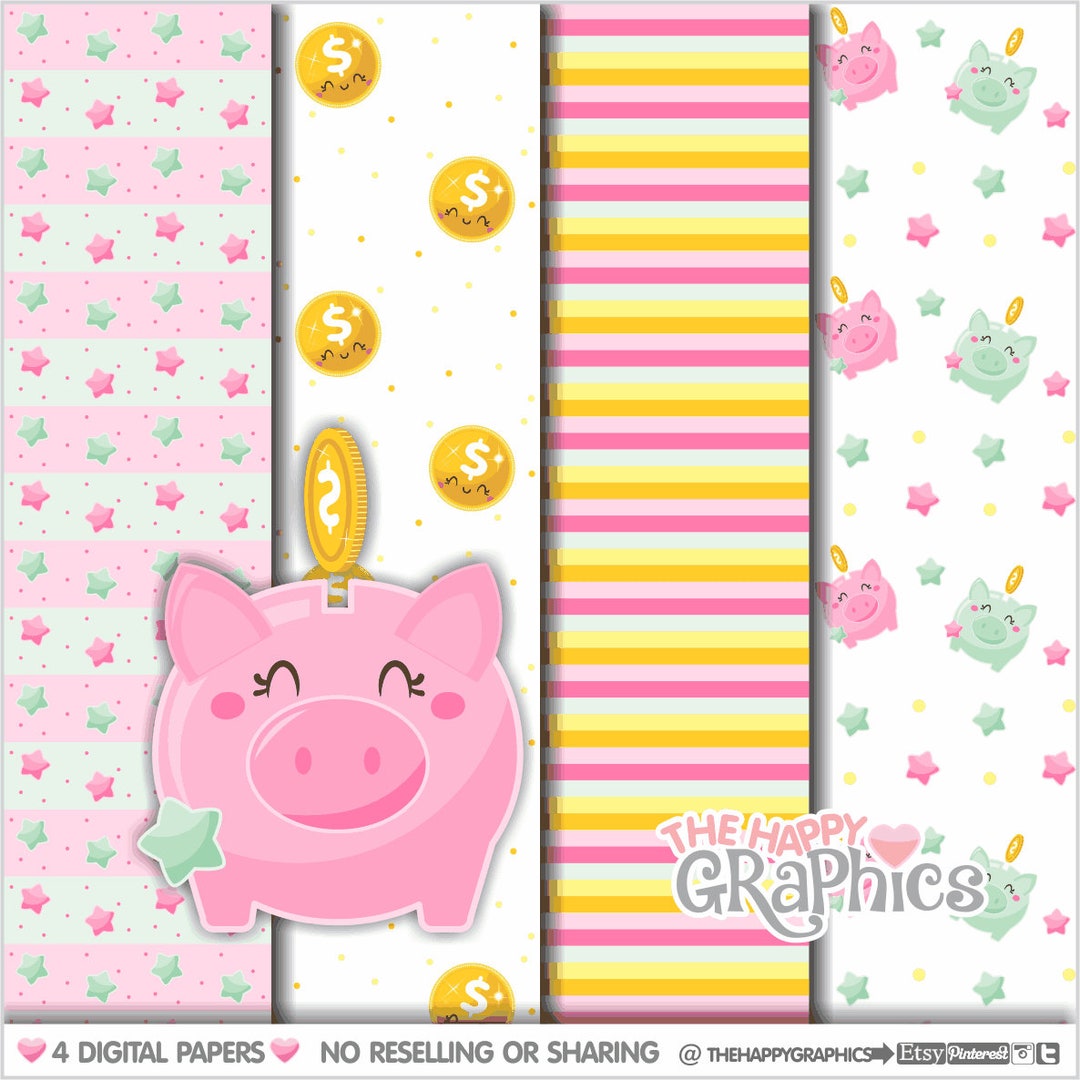 Saving Money Digital Paper, COMMERCIAL USE, Saving Money Pattern ...