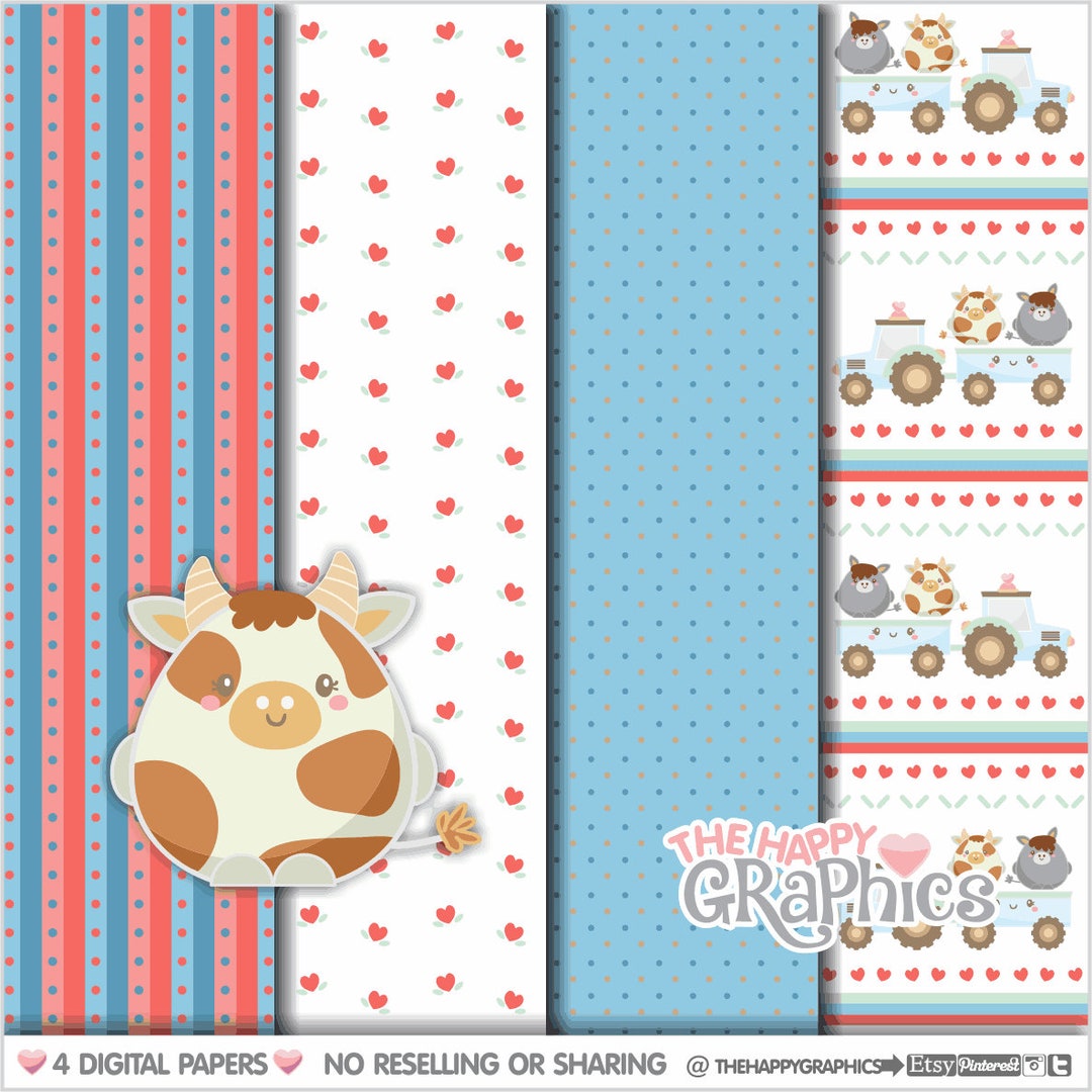 Farm Digital Paper, Farm Animal Digital Paper, COMMERCIAL USE, Animal ...