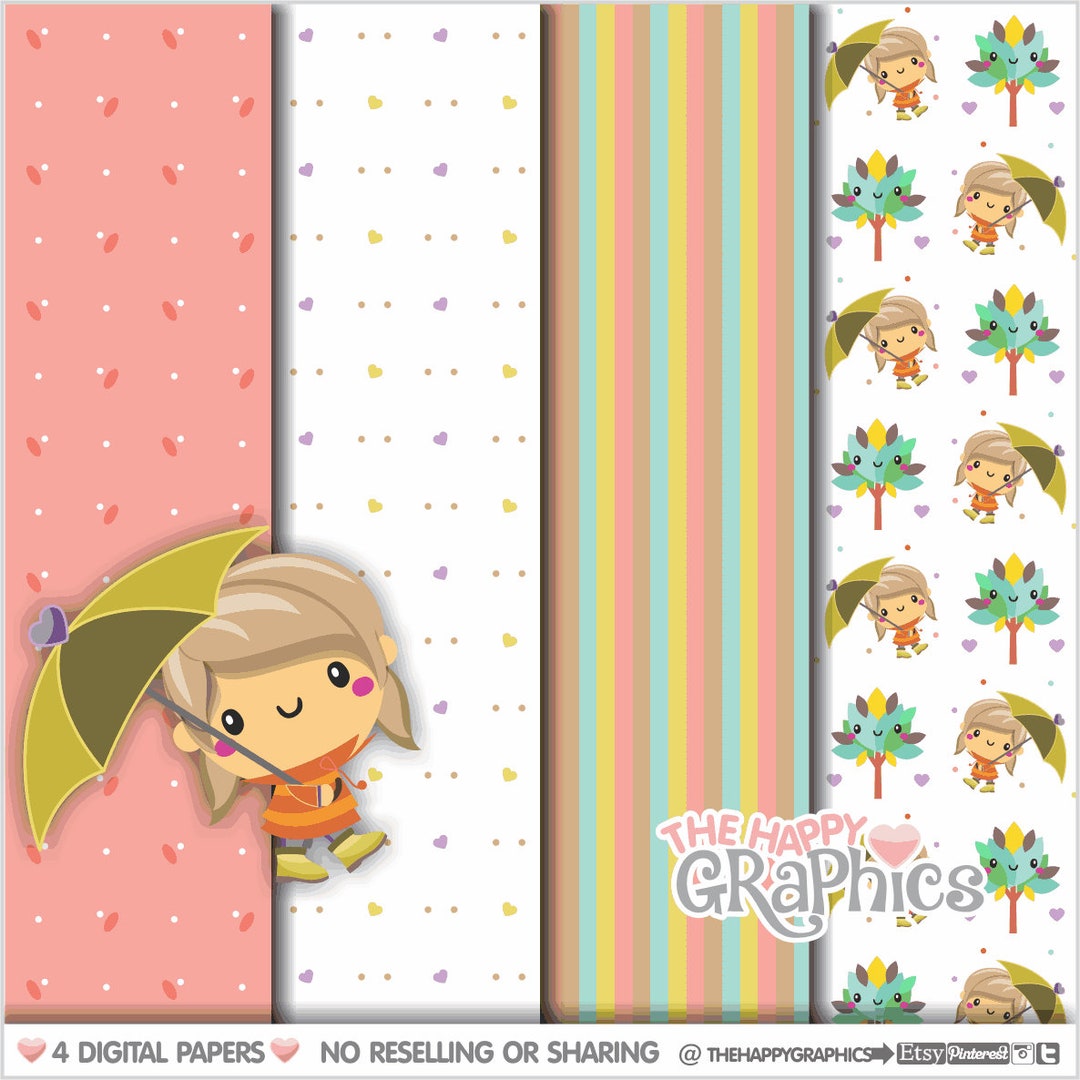 Autumn Digital Paper, Autumn Pattern, COMMERCIAL USE, Girl Digital ...