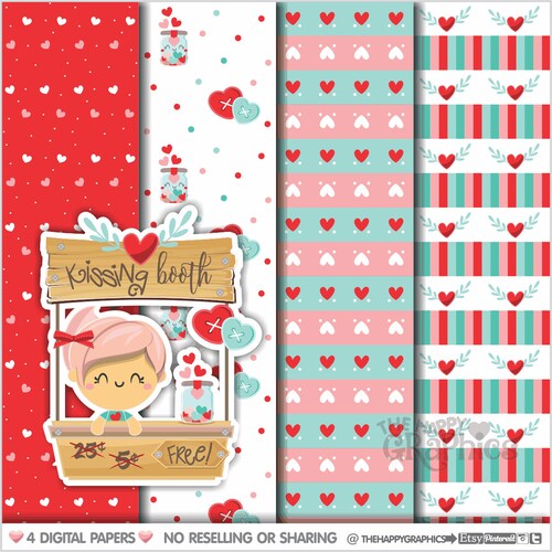Love Digital Paper COMMERCIAL USE Valentines Day Pattern - Etsy