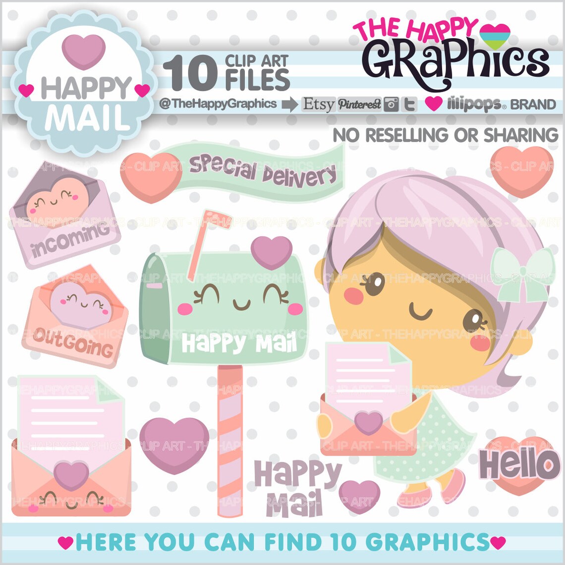 Happy Mail Clipart Happy Mail Graphics COMMERCIAL USE | Etsy