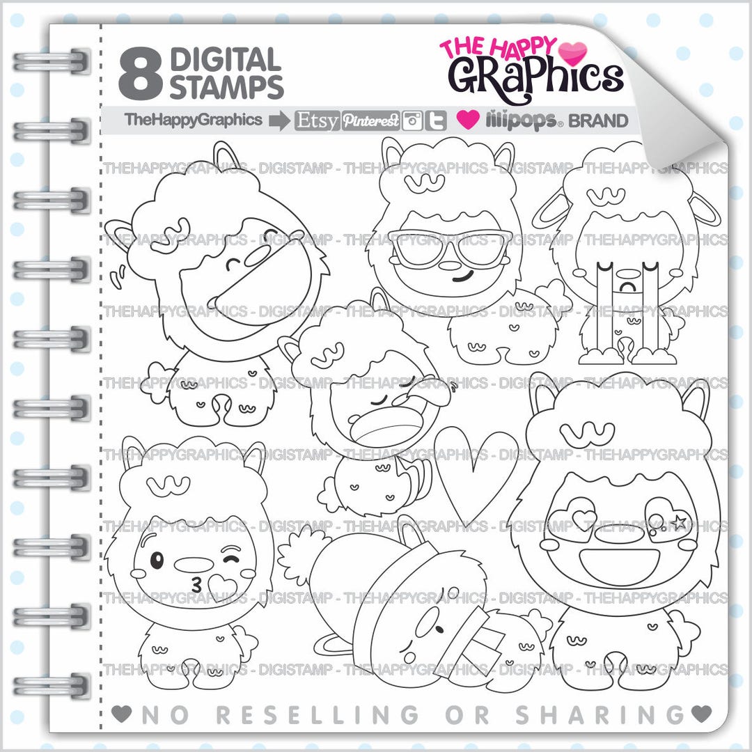 Alpaca Stamp, COMMERCIAL USE, Digi Stamp, Alpaca Digistamp, Kawaii ...