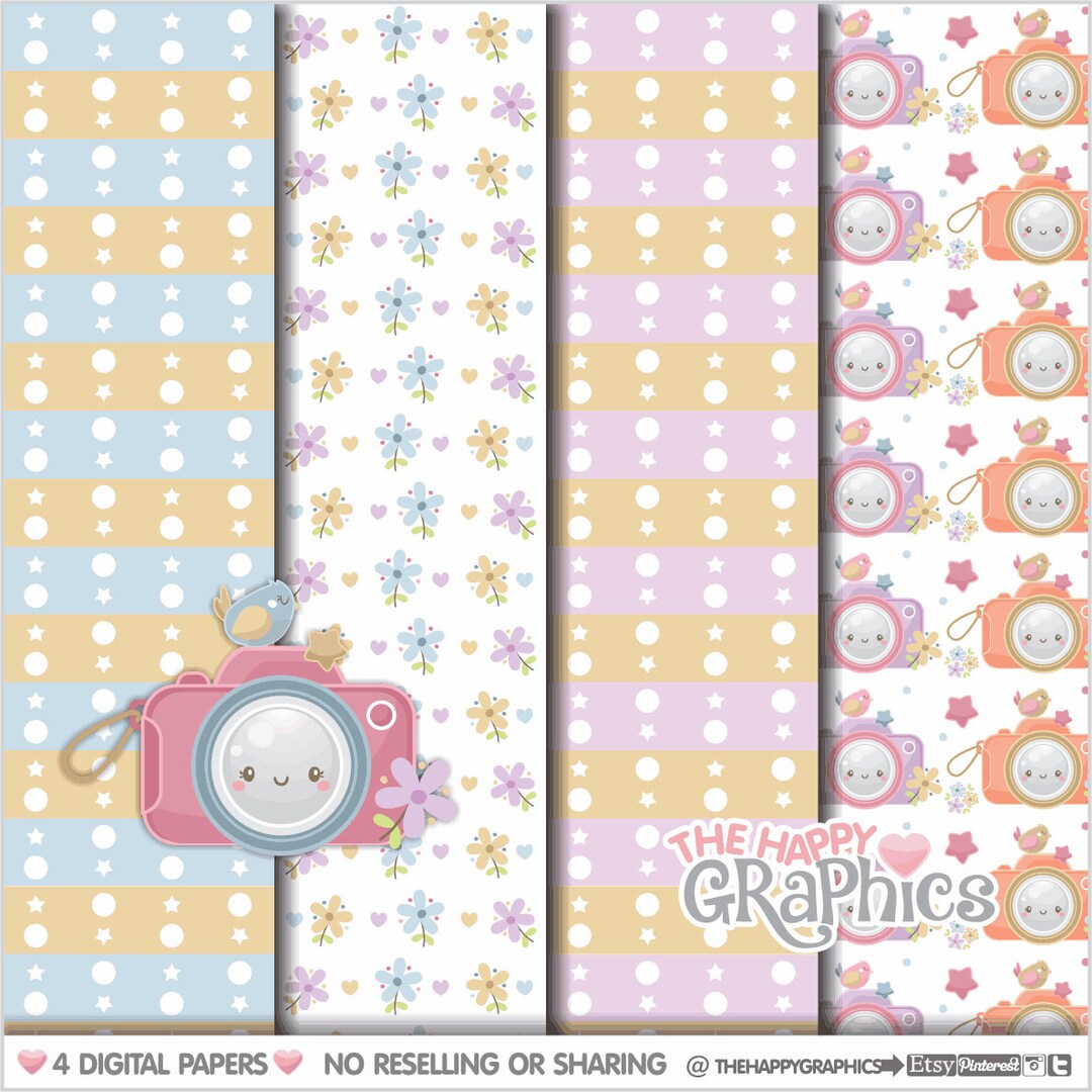 Camera, Digital Paper, COMMERCIAL USE, Camera Pattern, Printable Paper ...