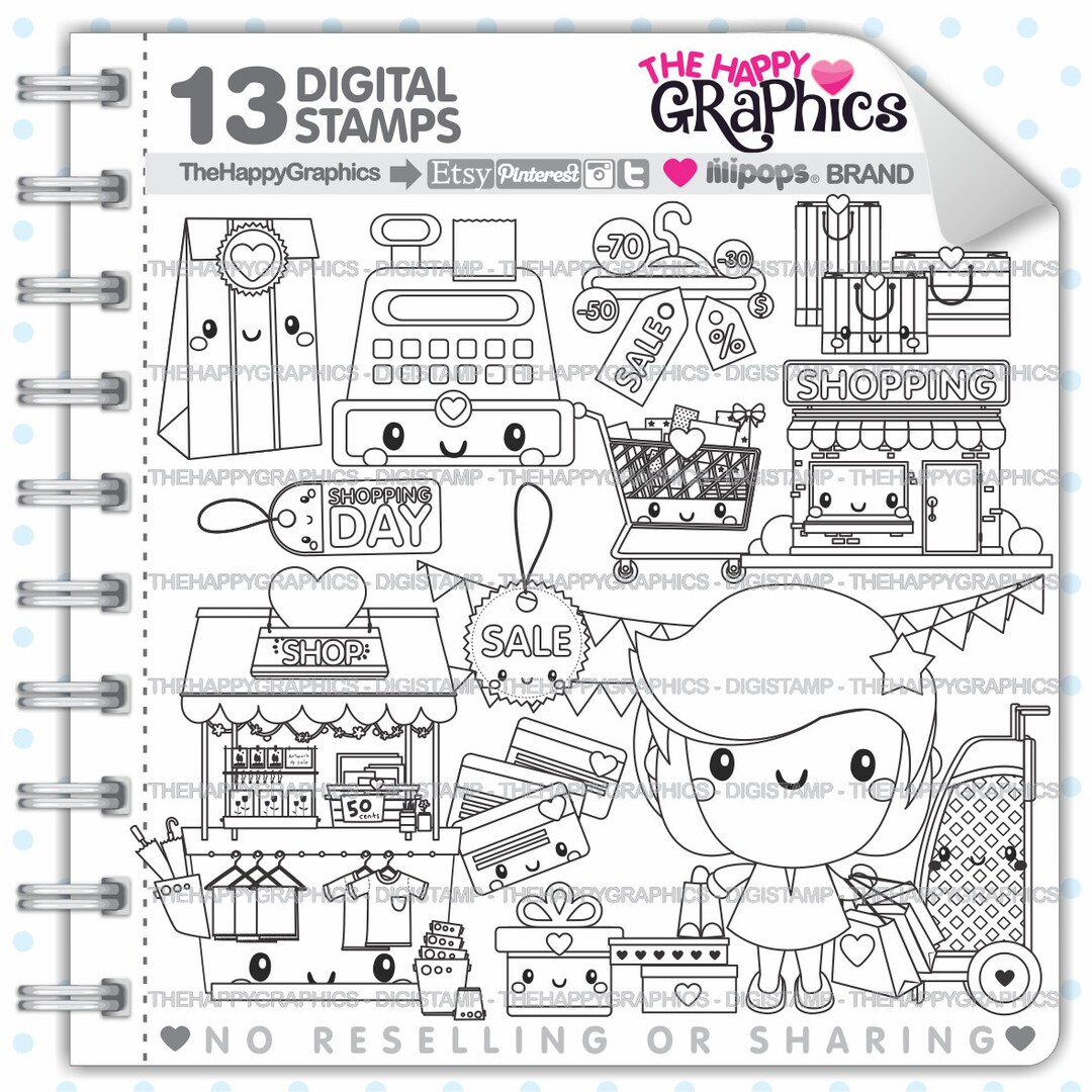 Shopping Stamps, Shop Stamps, COMMERCIAL USE, Sale Stamps, Digital ...