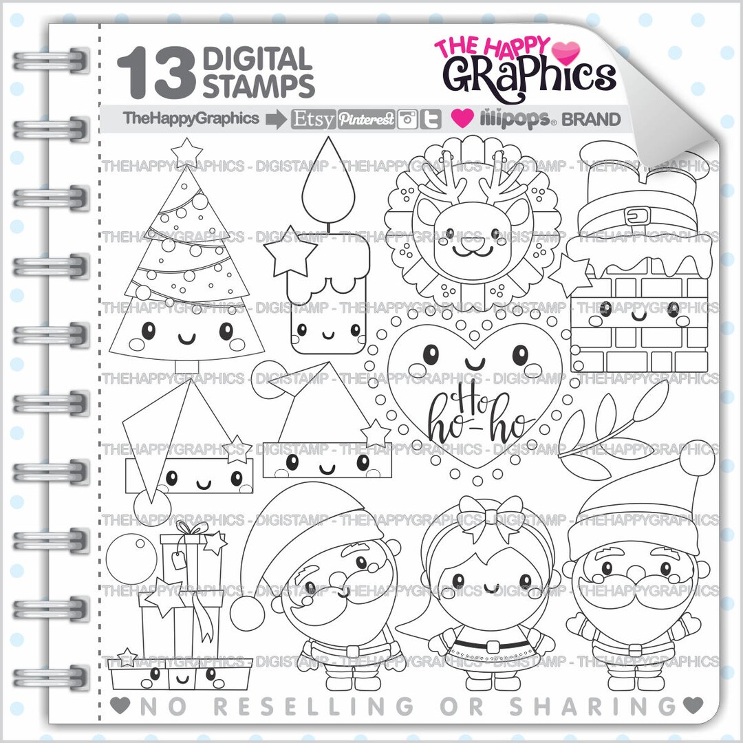 Christmas Stamp, COMMERCIAL USE, Digi Stamp, Digital Image, Christmas ...