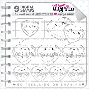 Candy Heart Stamp, Candy Heart Digistamp, Valentines Day Digistamp ...