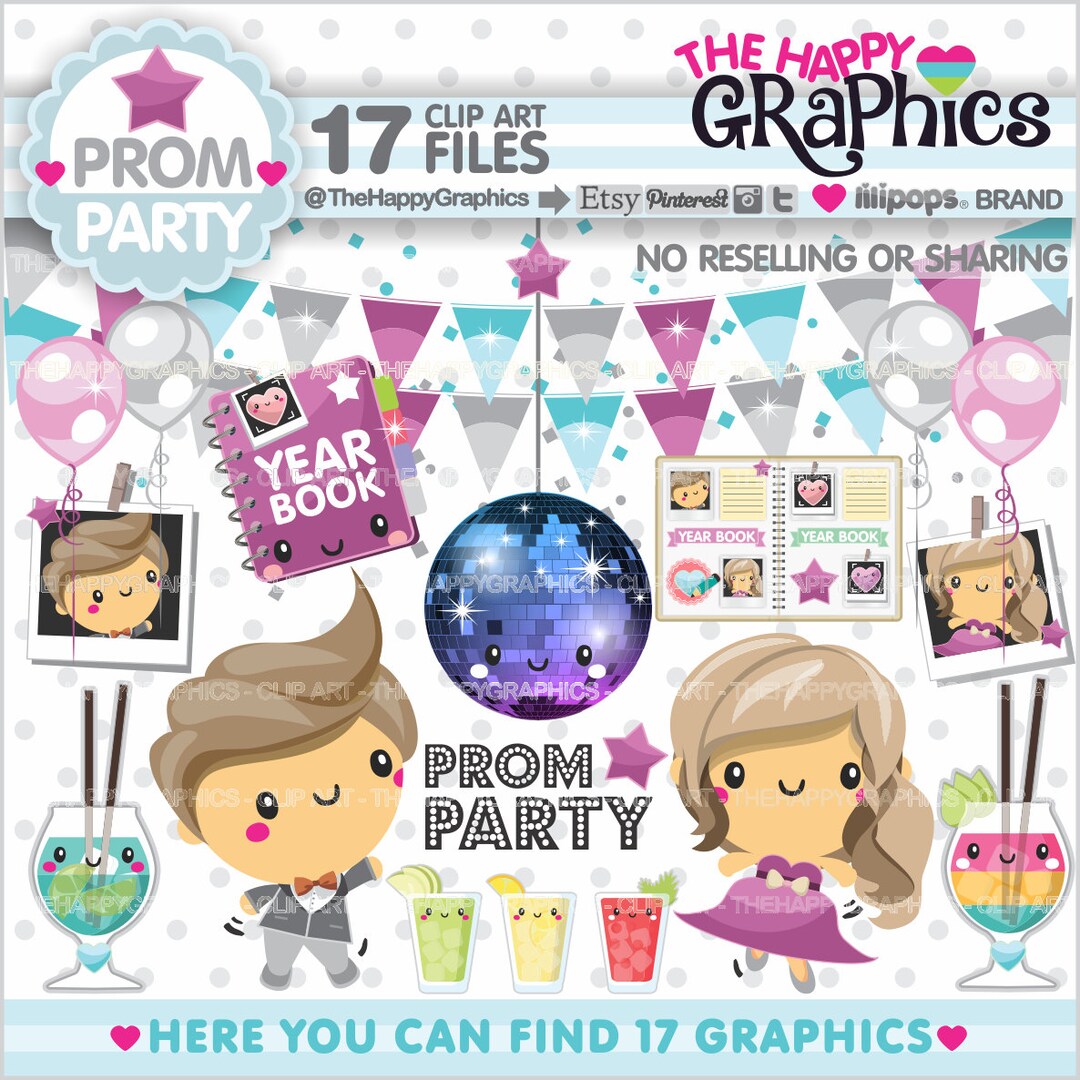Prom Clipart, Prom Graphics, COMMERCIAL USE, Prom Party, Planner ...