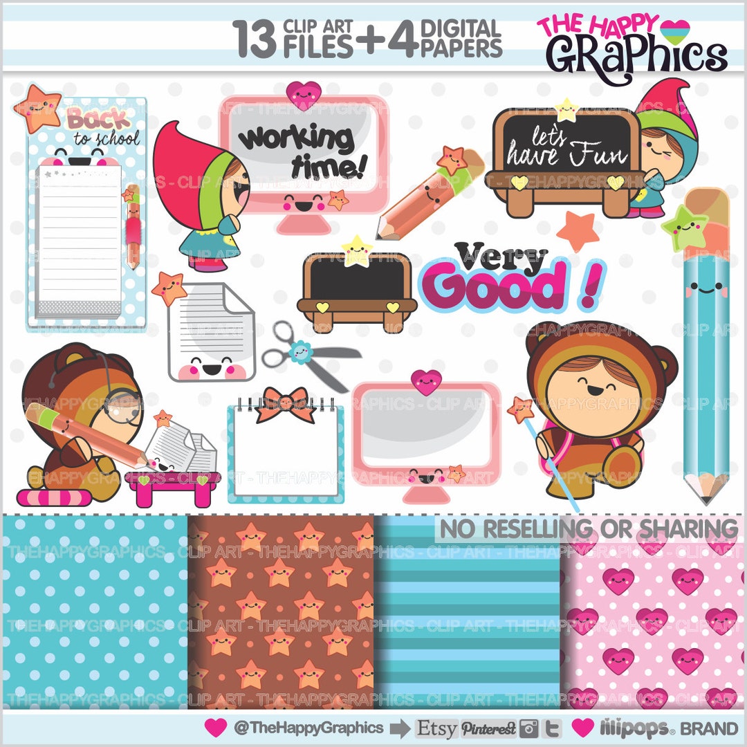 Back to School Clipart, Back to School Graphics, COMMERCIAL USE, Study ...