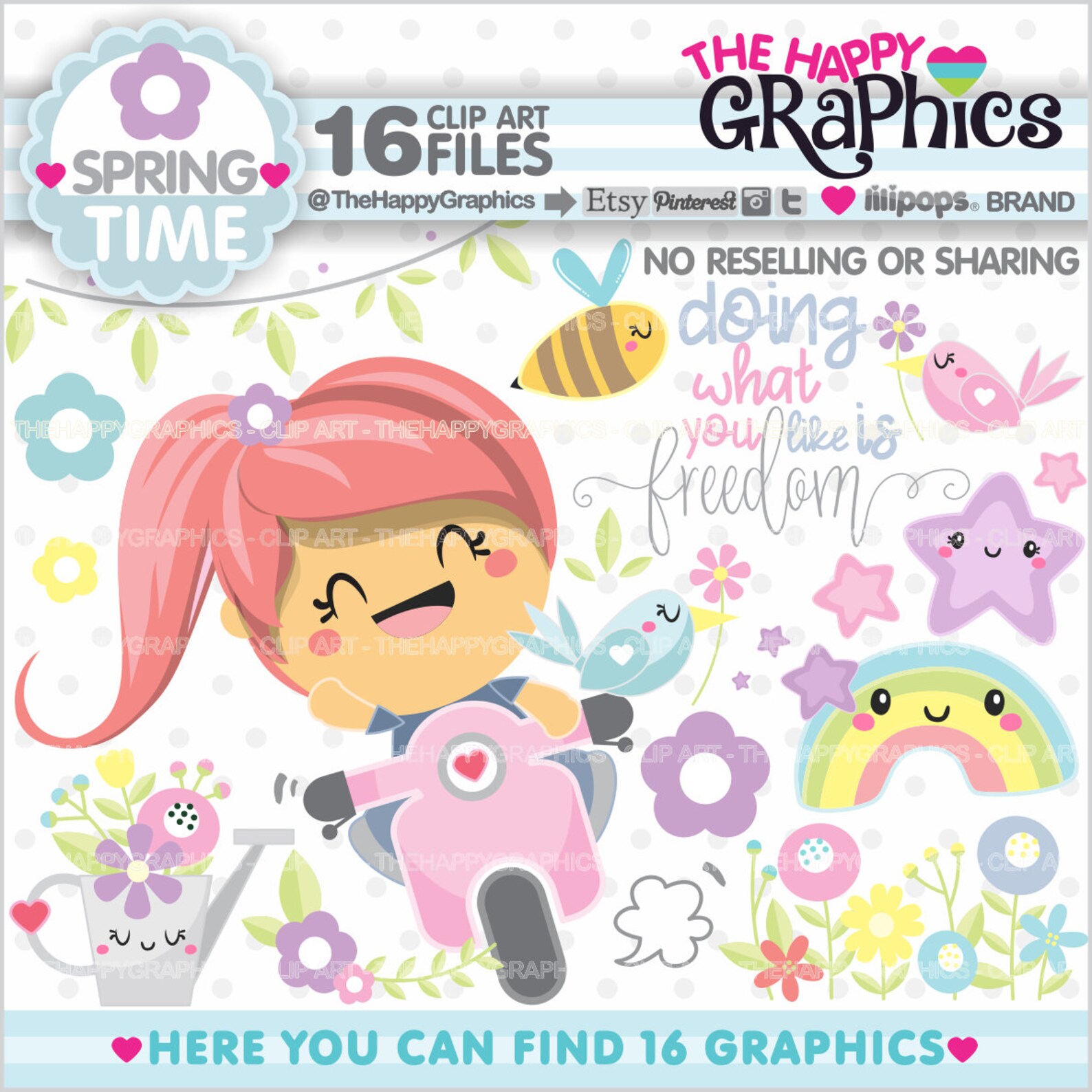 Spring Clipart Spring Graphics COMMERCIAL USE Flower | Etsy