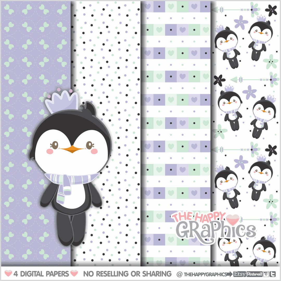Penguin Digital Paper, Penguin Pattern, COMMERCIAL USE, Digital Paper ...