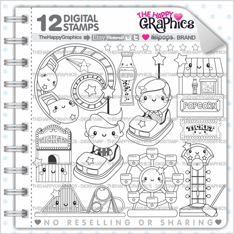 Amusement Park Stamp COMMERCIAL USE Digi Stamp Digital | Etsy