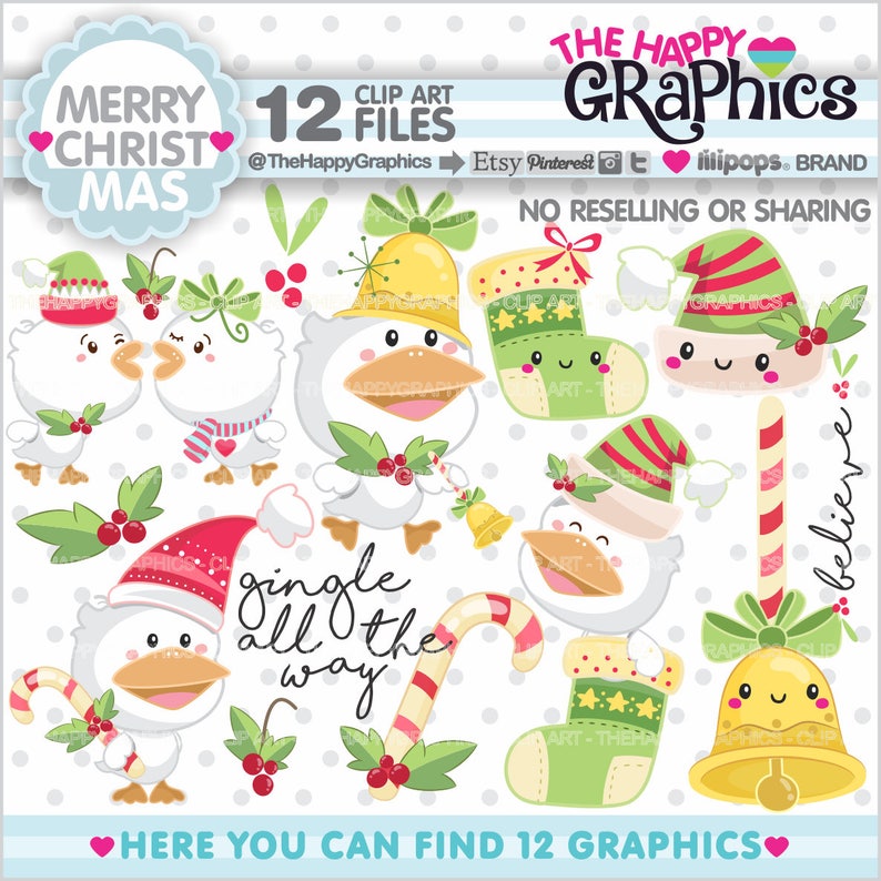 Christmas Clipart Christmas Graphics COMMERCIAL USE | Etsy