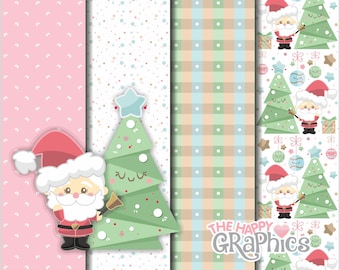 Christmas Digital Papers, Santa Claus Digital Papers, COMMERCIAL USE ...