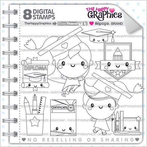 School Stamp Commercial Use Digi Stamp Digital Image | Etsy