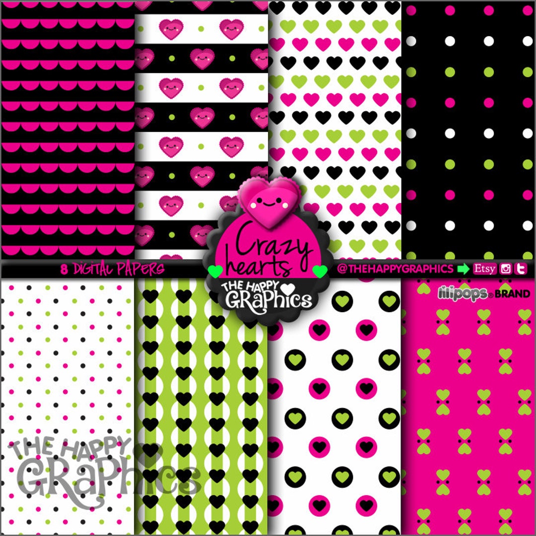 Heart Digital Paper COMMERCIAL USE Heart Pattern Printable - Etsy