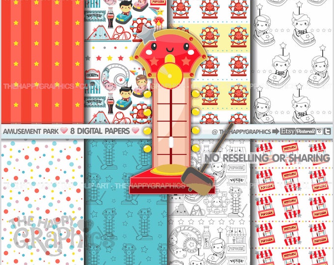 Amusement Park Digital Paper COMMERCIAL USE Carnival - Etsy