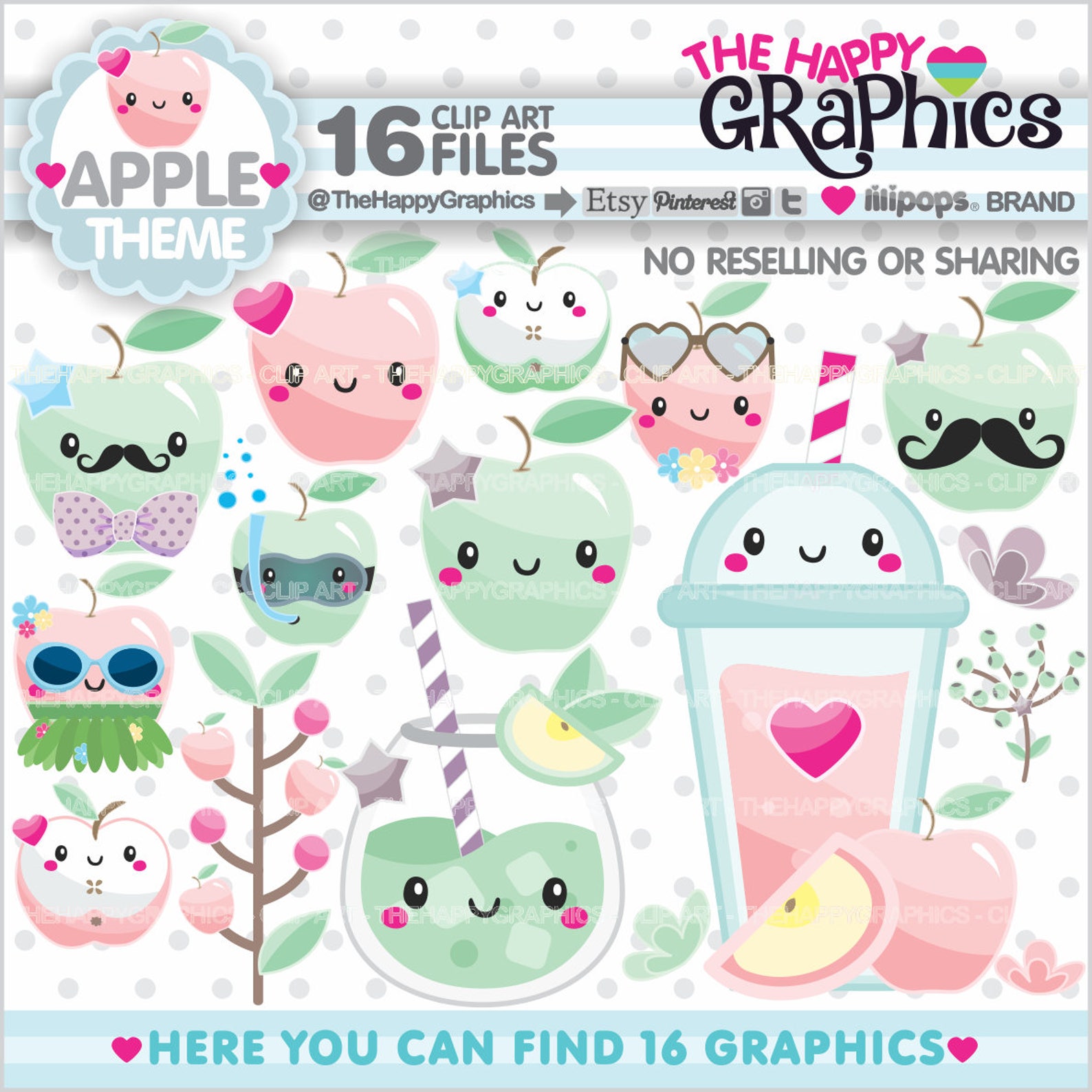 Apple Clipart Apple Graphics COMMERCIAL USE Apple Party - Etsy