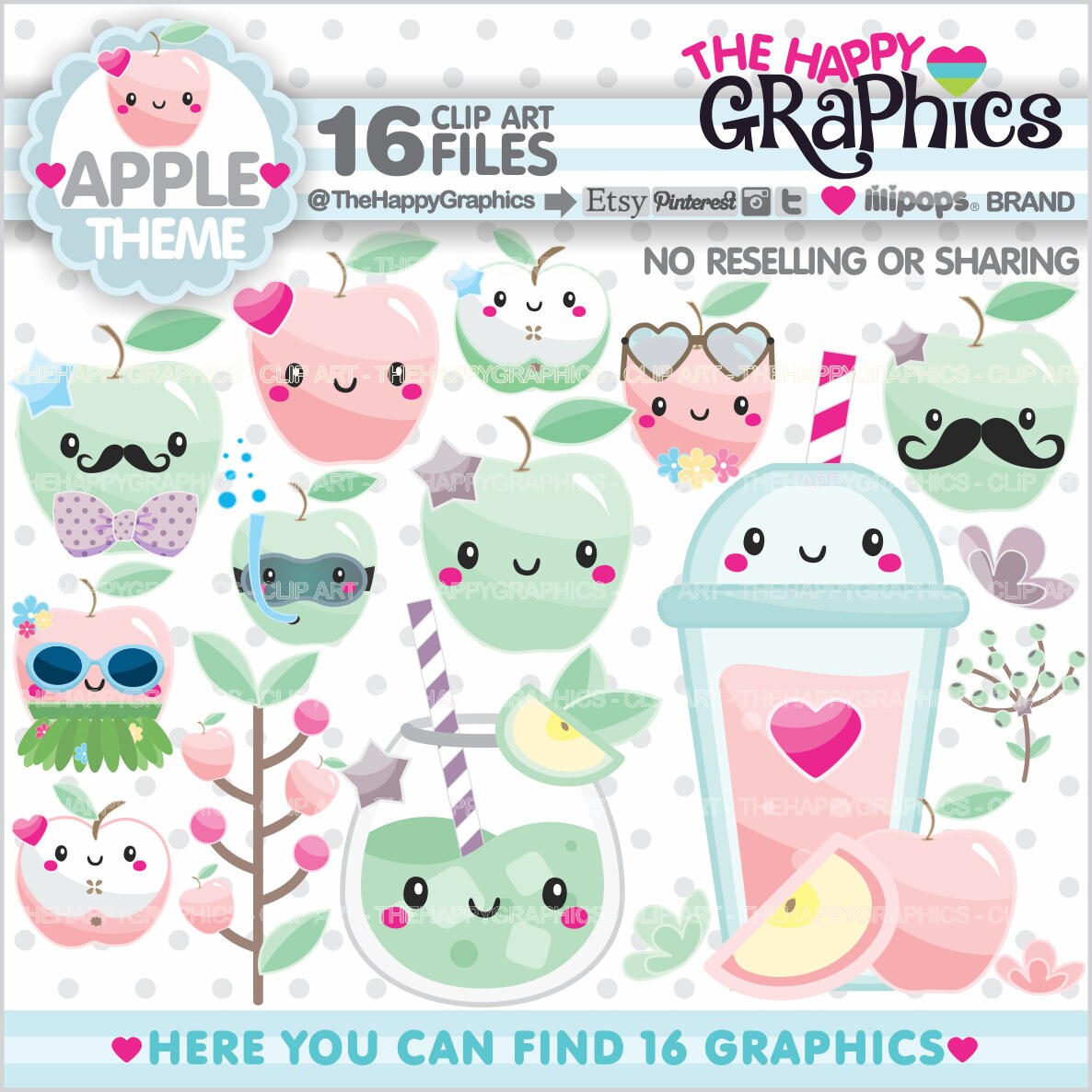 Apple Clipart Apple Graphics COMMERCIAL USE Apple Party - Etsy
