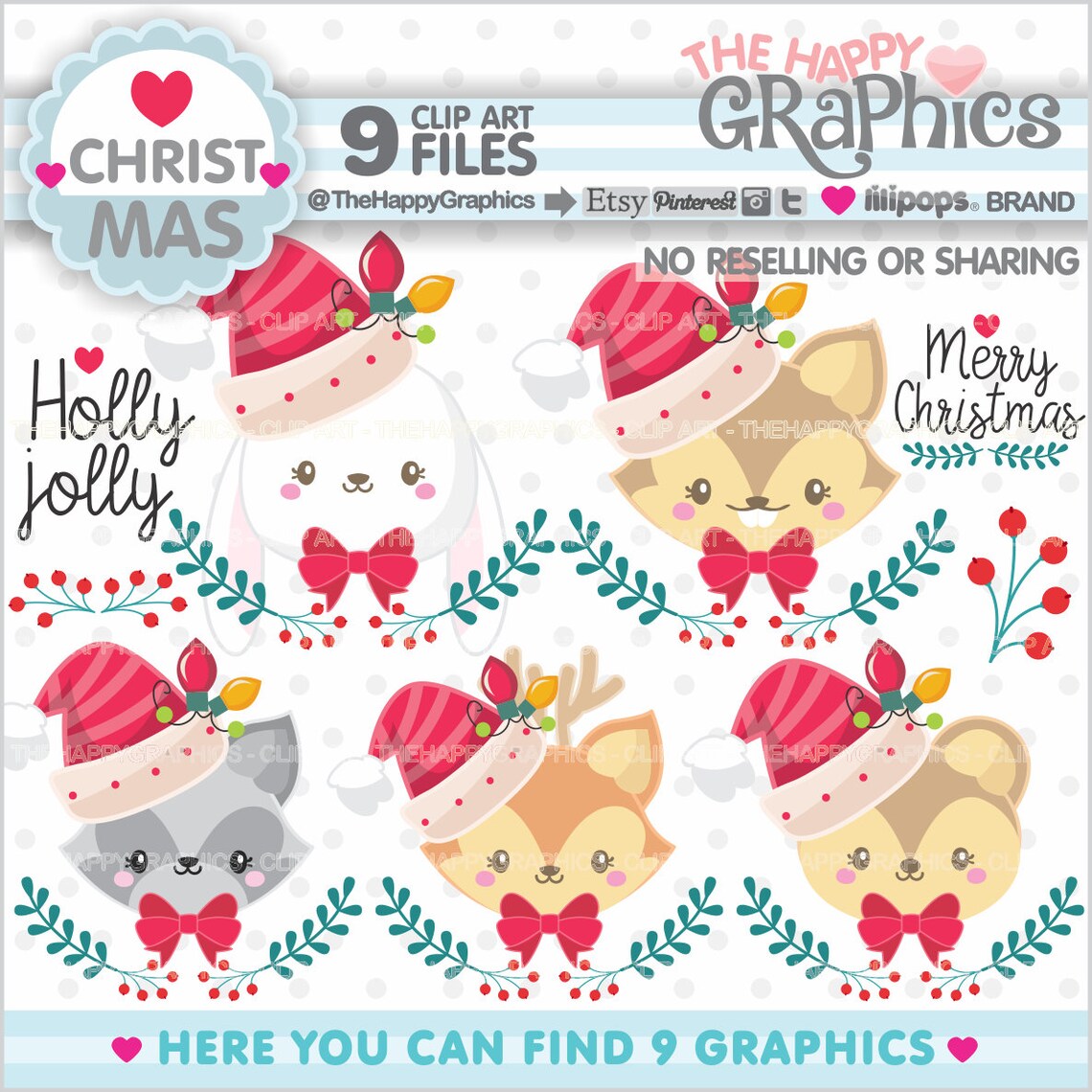 Christmas Clipart Christmas Graphics COMMERCIAL USE - Etsy