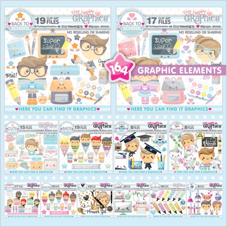 Back to School Bundle School Clipart Digital Bundle - Etsy