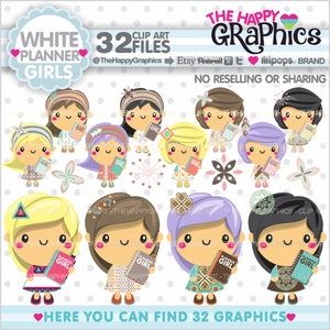 Planner Girl, Clipart, Planning Graphics, COMMERCIAL USE, Planner Party ...