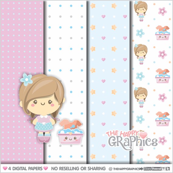 Laundry Pattern, Laundry, Digital Paper, Clean Up Pattern, Planner ...