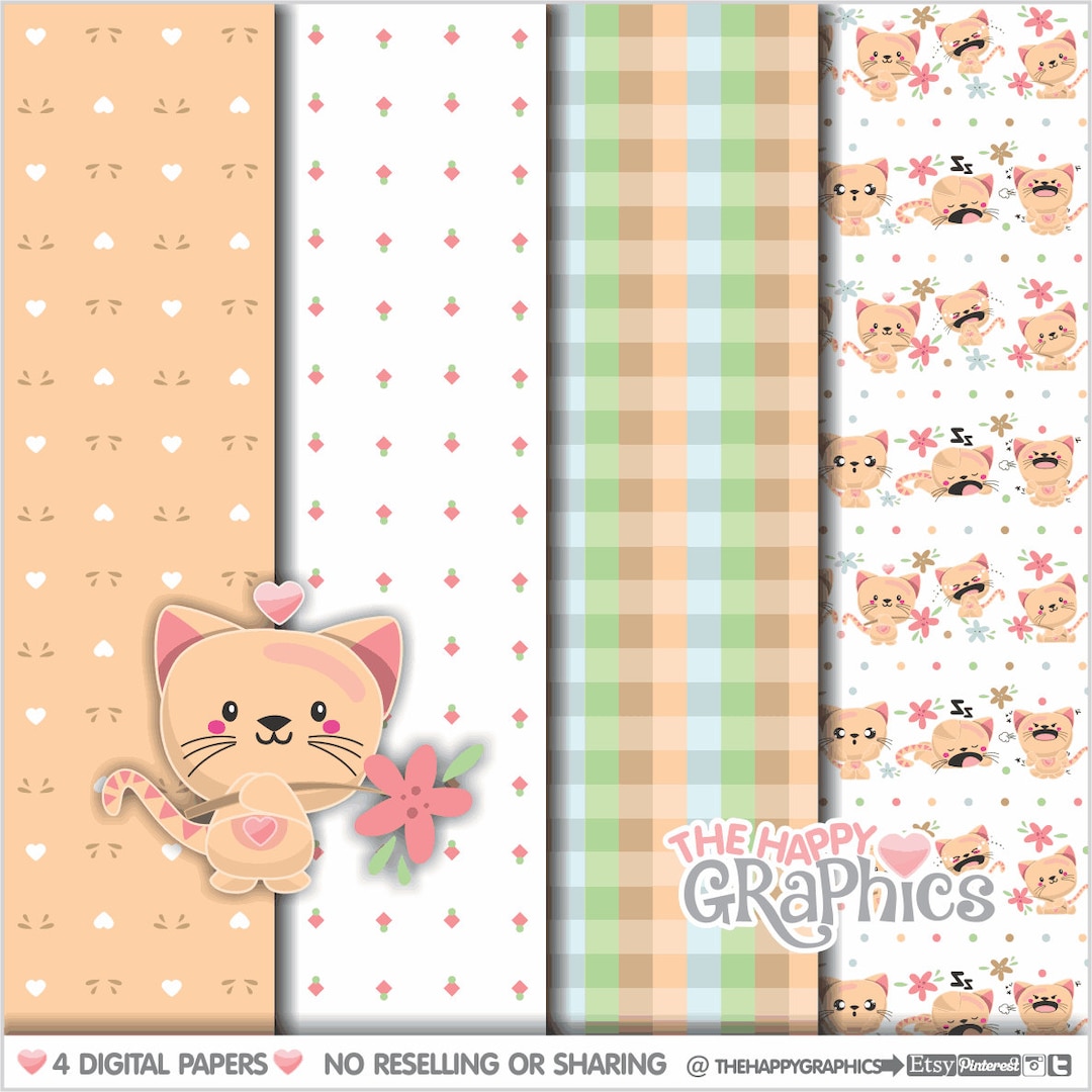 Cat Digital Papers, Cat Pattern, COMMERCIAL USE, Pet Pattern, Pet ...