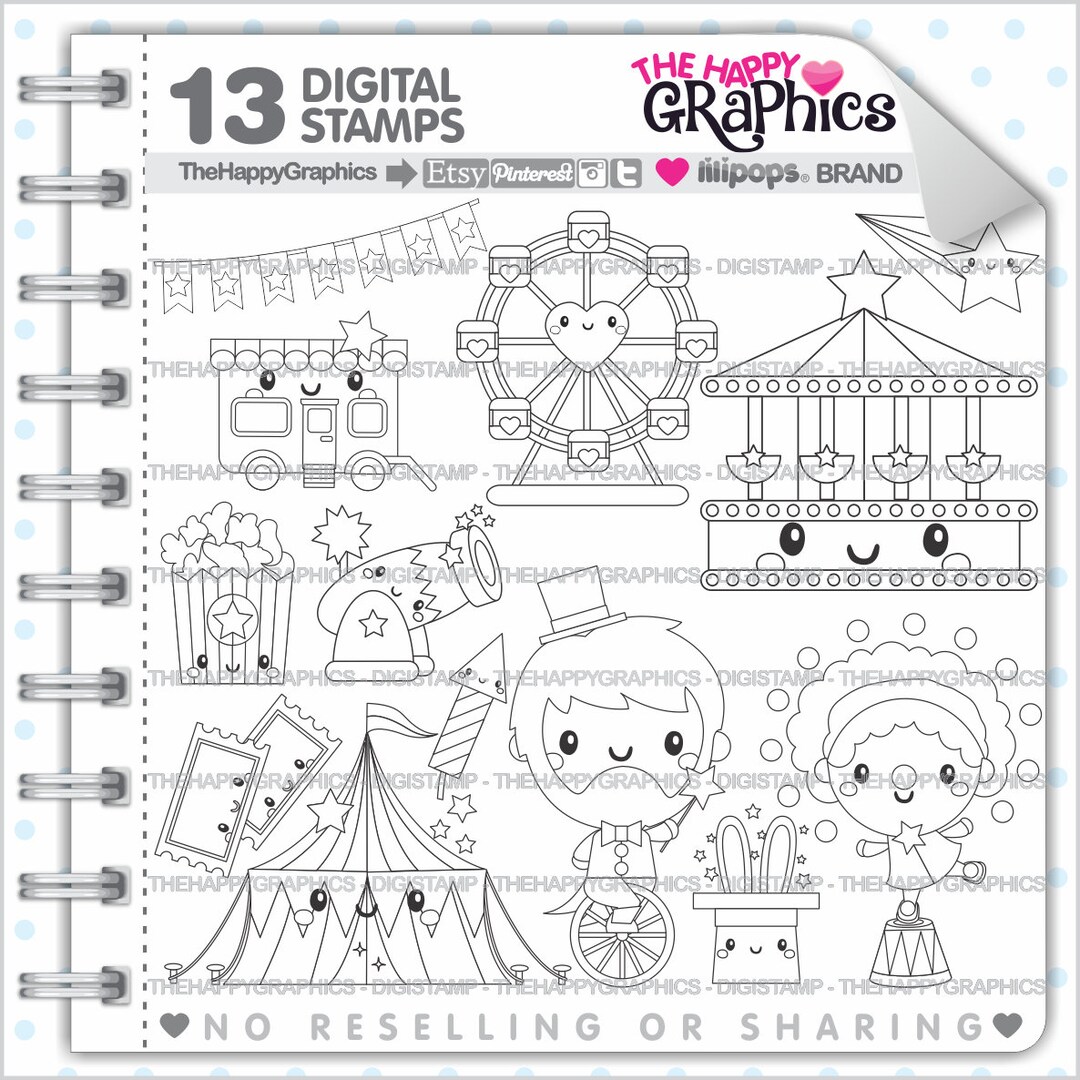 Circus Stamps, Commercial Use, Digi Stamp, Carnival Stamp, Party ...