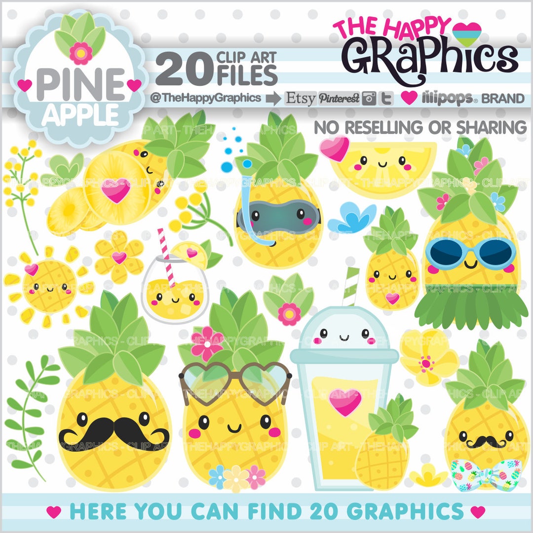 Pineapple Clipart, Pineapple Graphics, COMMERCIAL USE, Pineapple Party ...