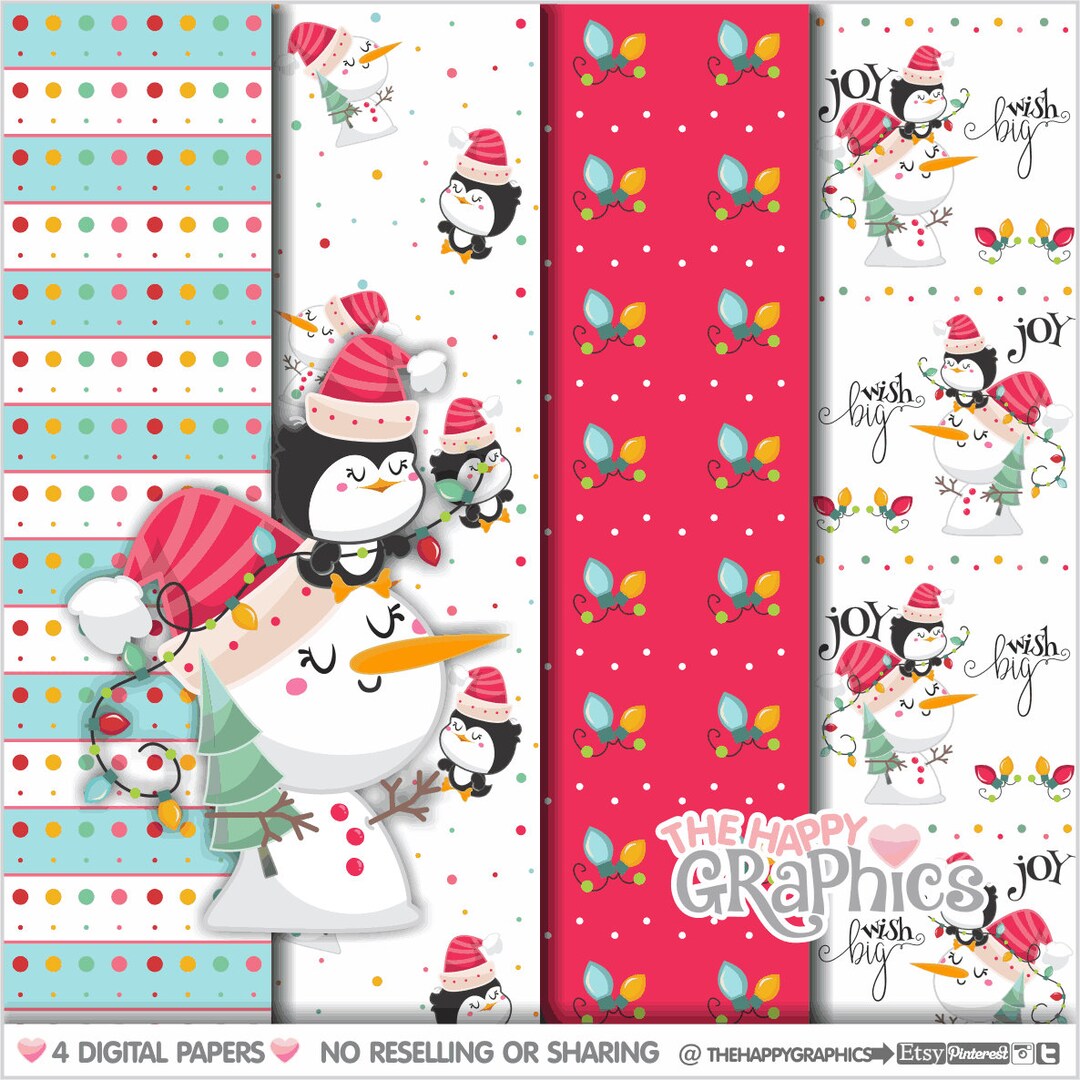 Christmas Digital Paper, COMMERCIAL USE, Christmas Pattern, Printable ...