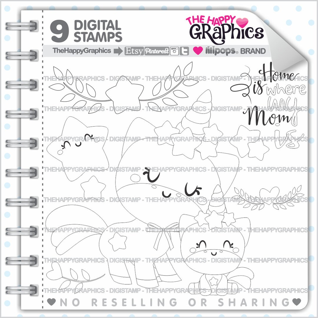Unicorn Stamp, COMMERCIAL USE, Digi Stamp, Digital Image, Unicorn ...