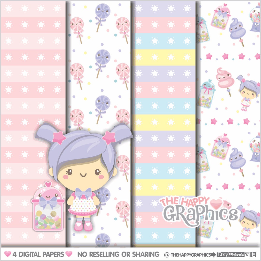 Candy Digital Paper, COMMERCIAL USE, Candy Pattern, Printable Paper ...