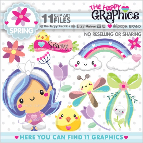 Spring Clipart Spring Graphics COMMERCIAL USE Spring Party - Etsy