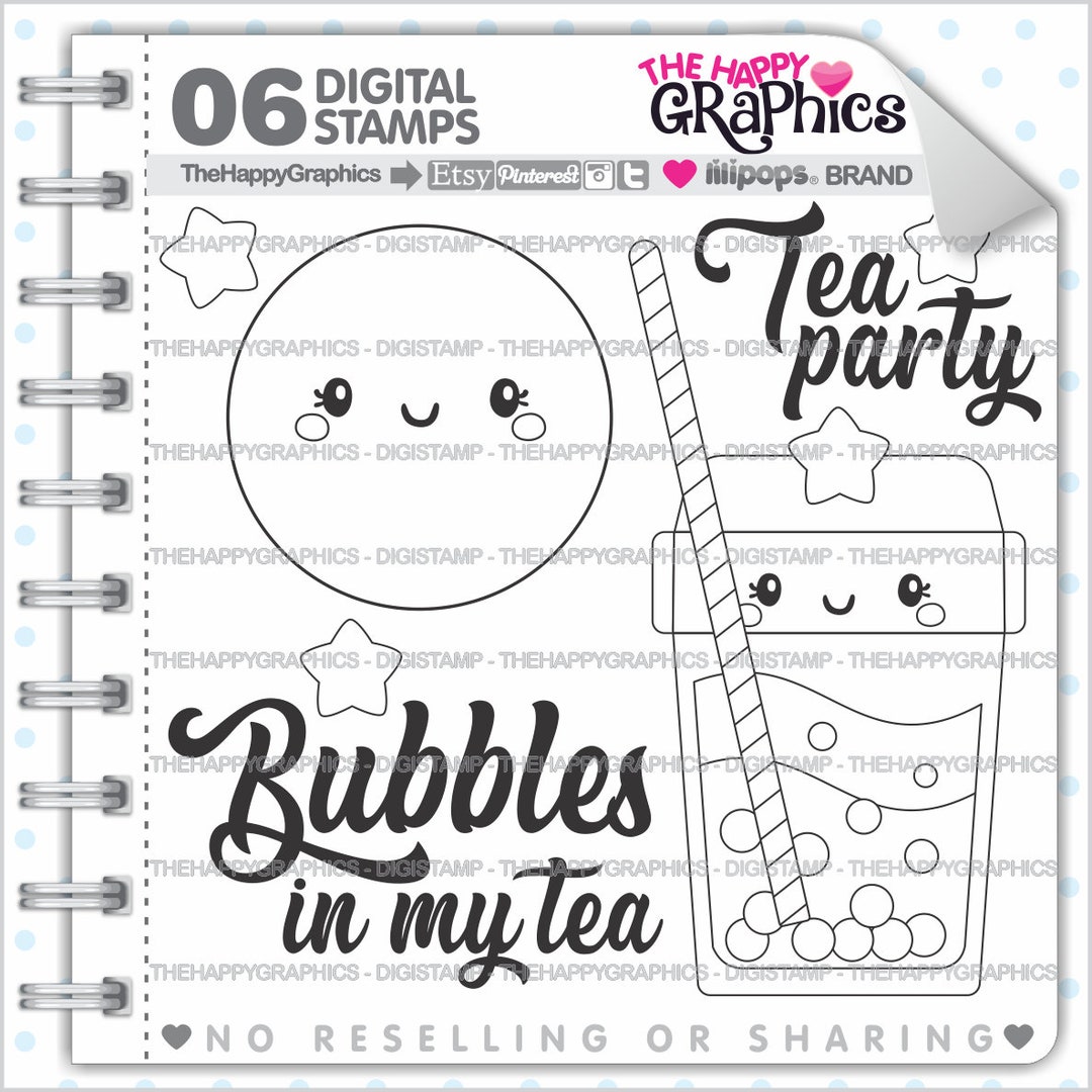 Bubble Tea Stamp, Digistamp, Tea Digistamp, Summer Digistamp, Digital ...