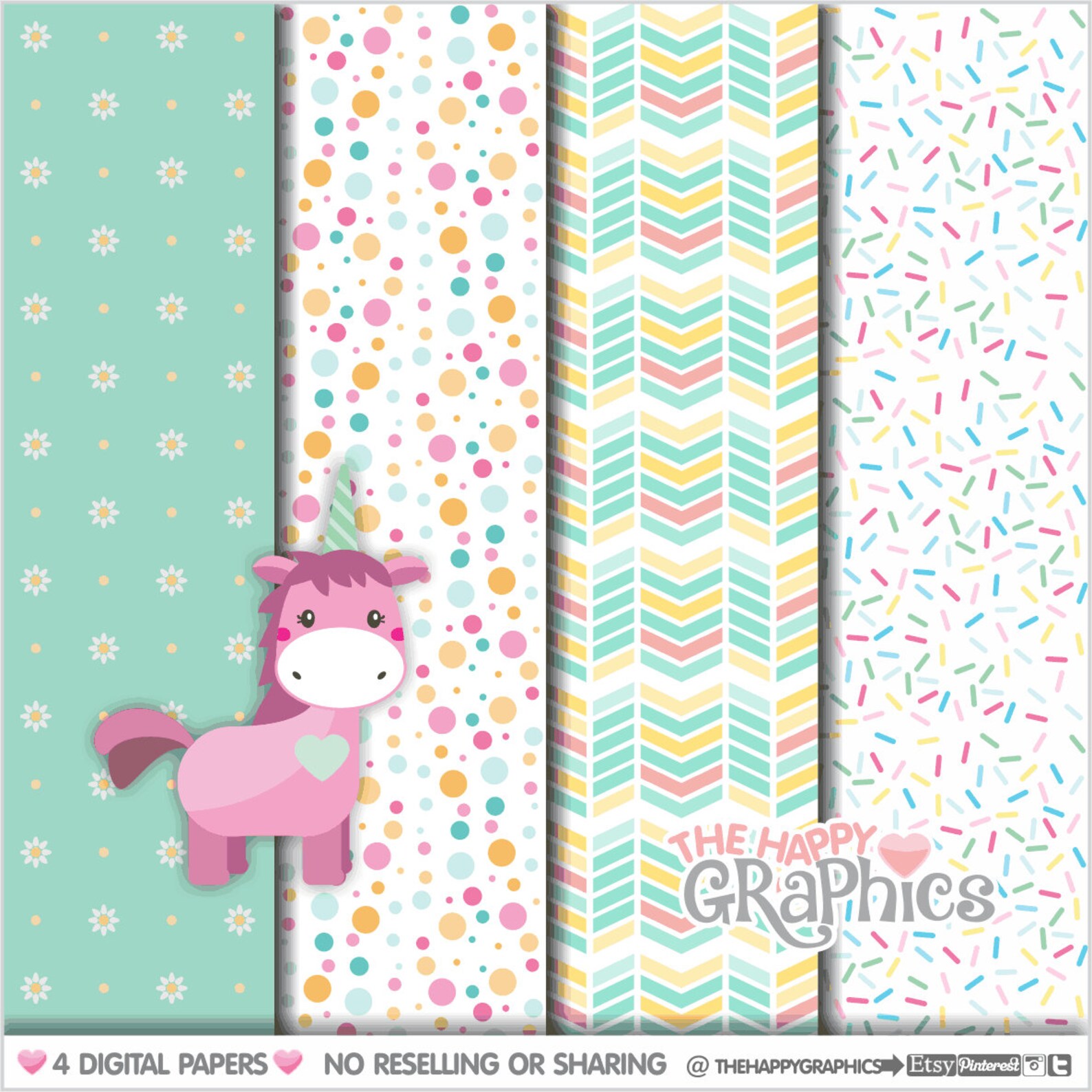 Unicorn Paper Digital Paper Printable Paper Commercial Use - Etsy