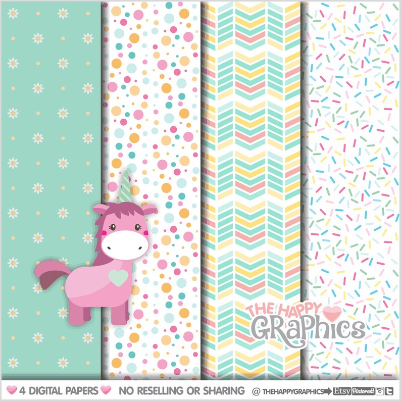 Unicorn Paper Digital Paper Printable Paper Commercial Use - Etsy