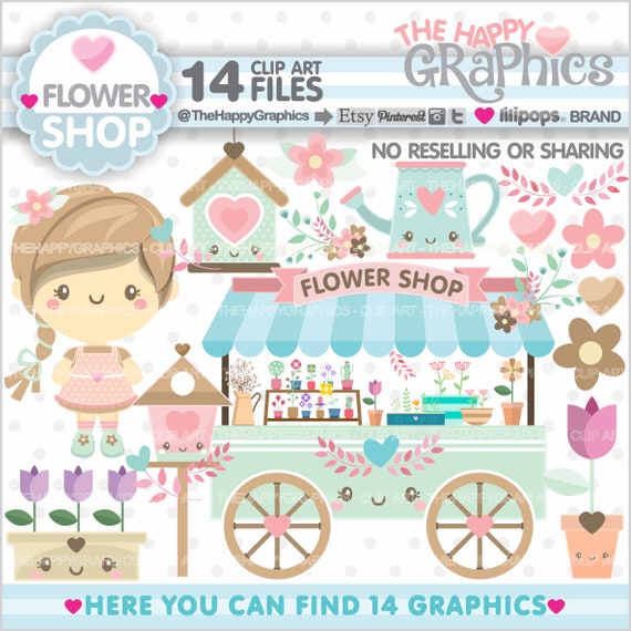 Flower Shop Clipart Flower Shop Graphics COMMERCIAL USE | Etsy