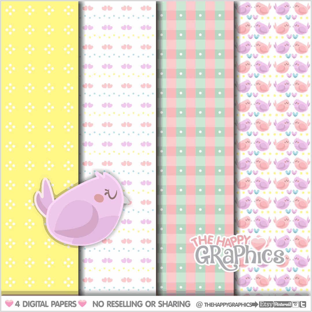 Bird Digital Paper, COMMERCIAL USE, Bird Pattern, Printable Paper ...
