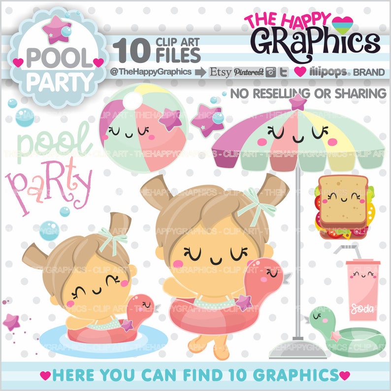 Summer Clipart Summer Graphics Commercial Use Pool Party - Etsy