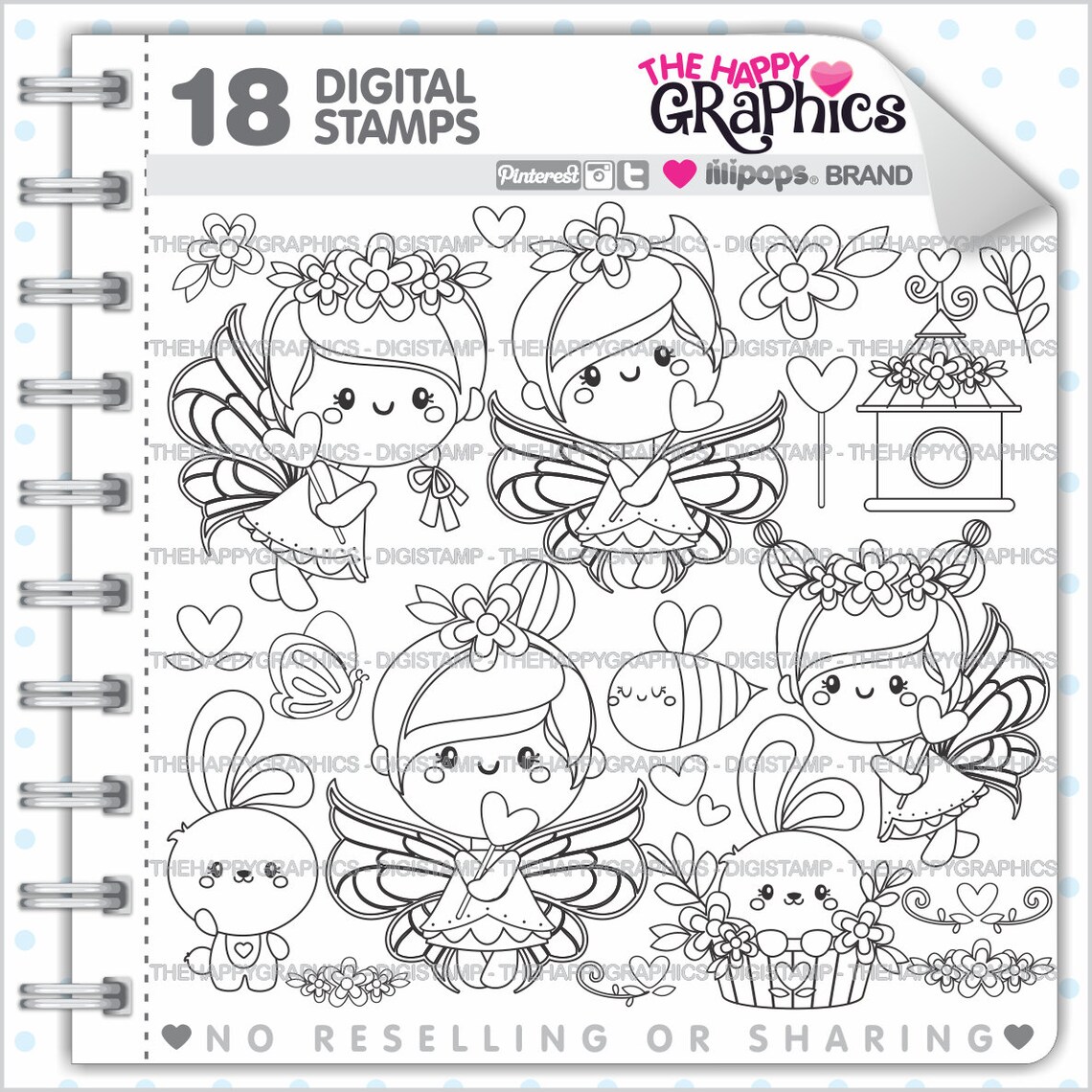 Fairy Stamp Fairy Digi Stamp Digital Image Spring Stamp - Etsy