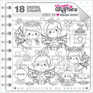 Fairy Stamp, Fairy Digi Stamp, Digital Image, Spring Stamp, Spring ...