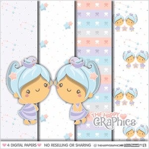 Gemini Digital Paper, COMMERCIAL USE, Gemini Pattern, Printable Paper ...