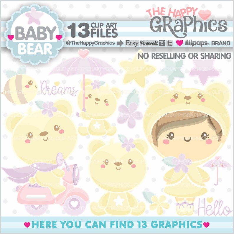 Bear Clipart Bear Graphic COMMERCIAL USE Baby Bear Clipart | Etsy
